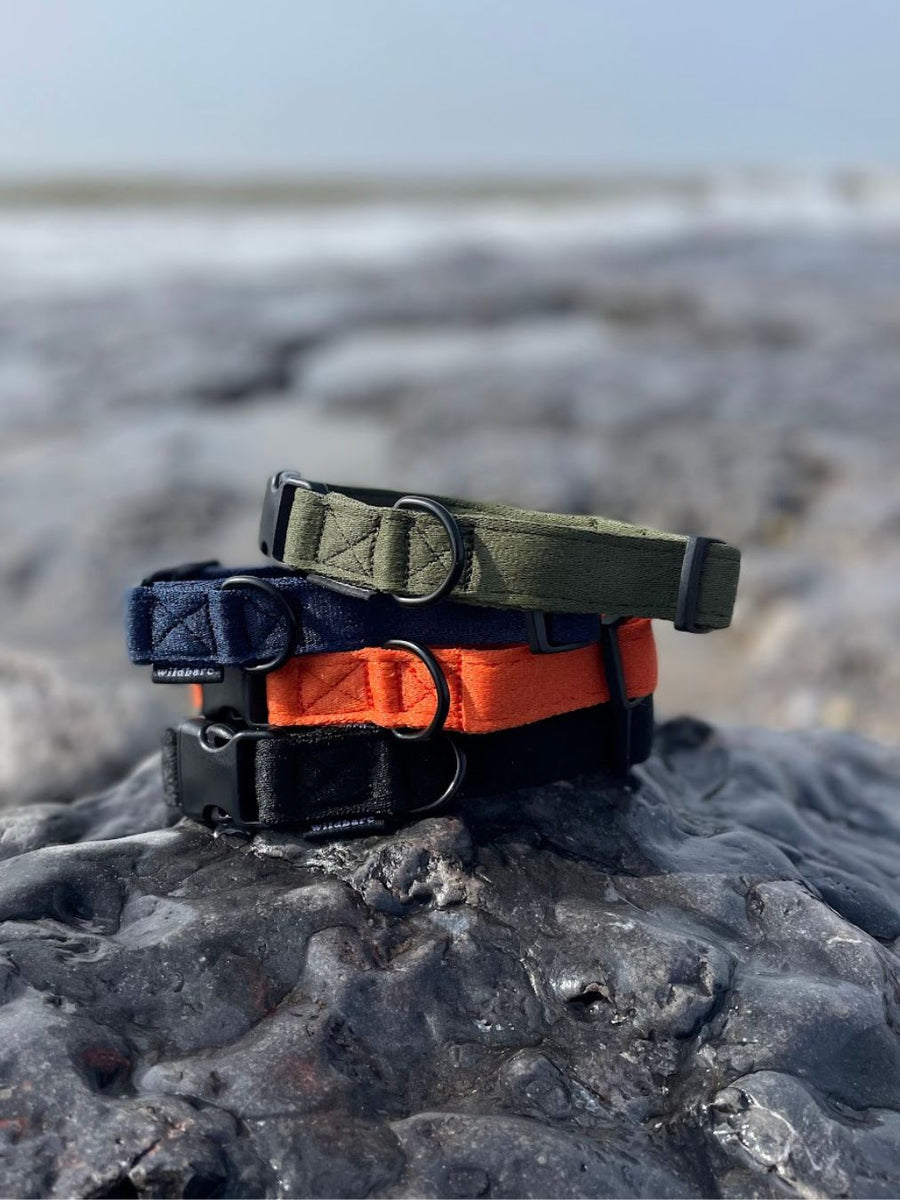 Ocean Plastics Navy Dog Collar | Sustainable Dog Products – Wildbarc